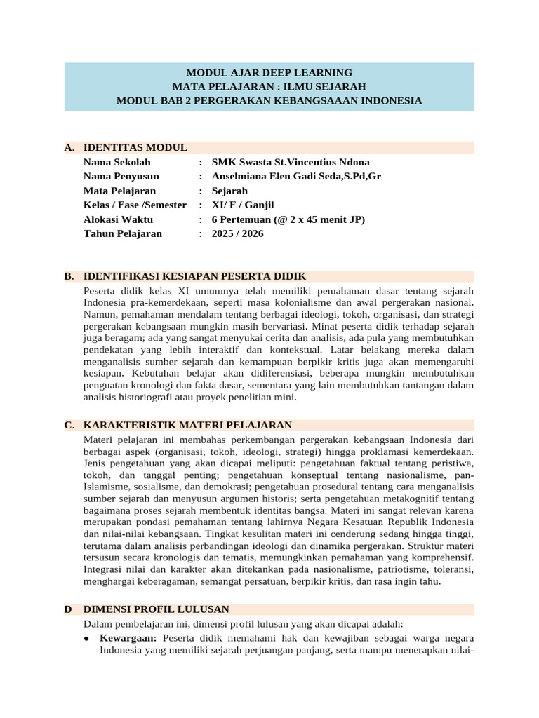 Modul Bab 2 Pergerakan Kebangsaaan Indonesia | PDF