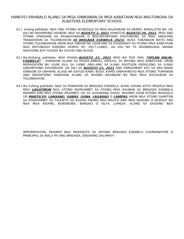 BE Sulat Pahibalo 2021 1 | PDF
