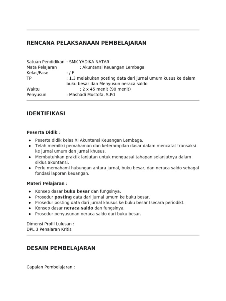 TP 1.3 Melakukan Posting Data Dari Jurnal Umumkhusus Ke Dalam Buku Besar Dan Menyusun Neraca ...
