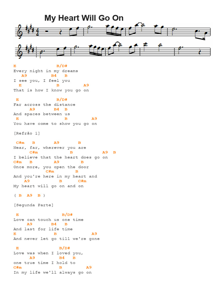 My Heart Will Go On Lyrics and Chords | PDF