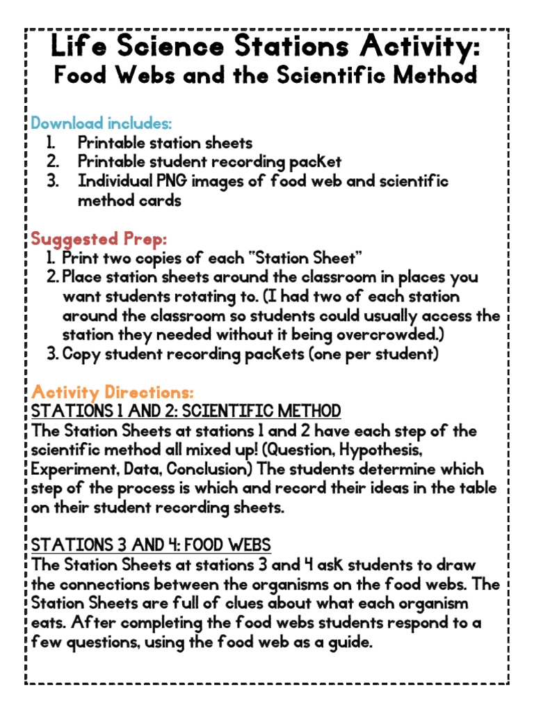 Life Science Stations Activity | PDF