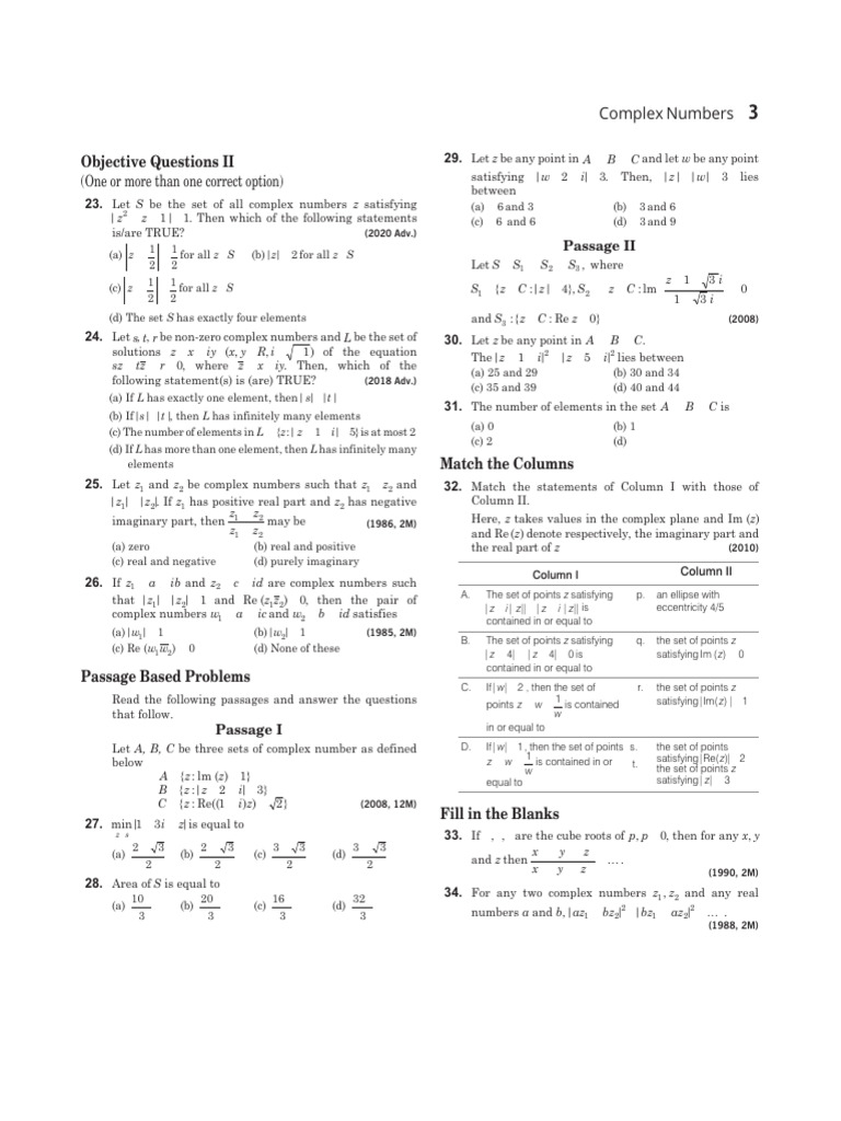 43 Years Chapterwise Topicwise Solved Papers 2021 1979 IIT JEE Mathematics | PDF | Complex ...