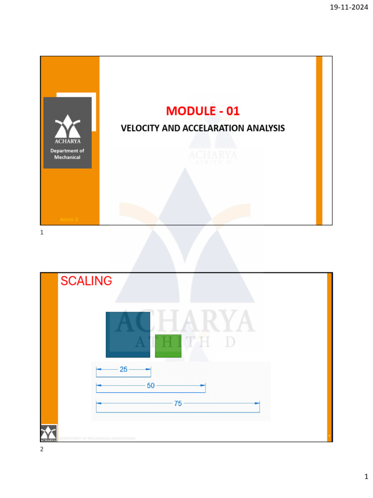 Module 01 - Velocity and Accelaration Analysis - Class | PDF ...