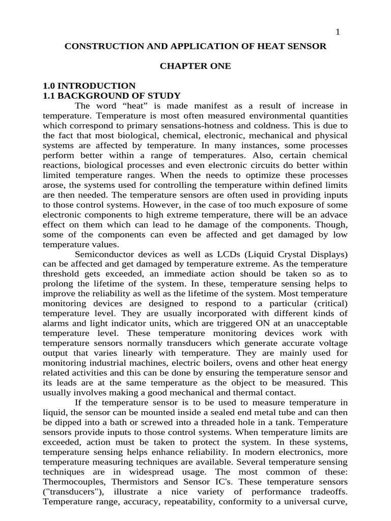 Construction and Application-Of-Heat-Sensor | PDF | Heat Transfer ...