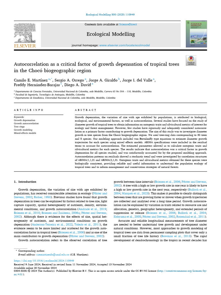 Autocorrelation in Tropical Tree Growth | PDF | Autoregressive ...