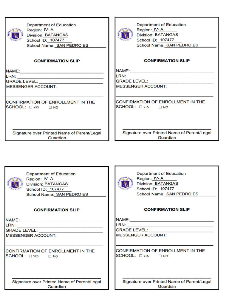 Confirmation Slip | PDF