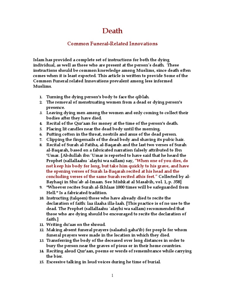 En Janaiz | PDF | Muhammad | Surah