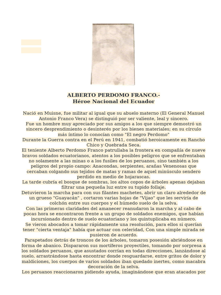 Alberto Perdomo Franco: Héroe Nacional | PDF | Ecuador