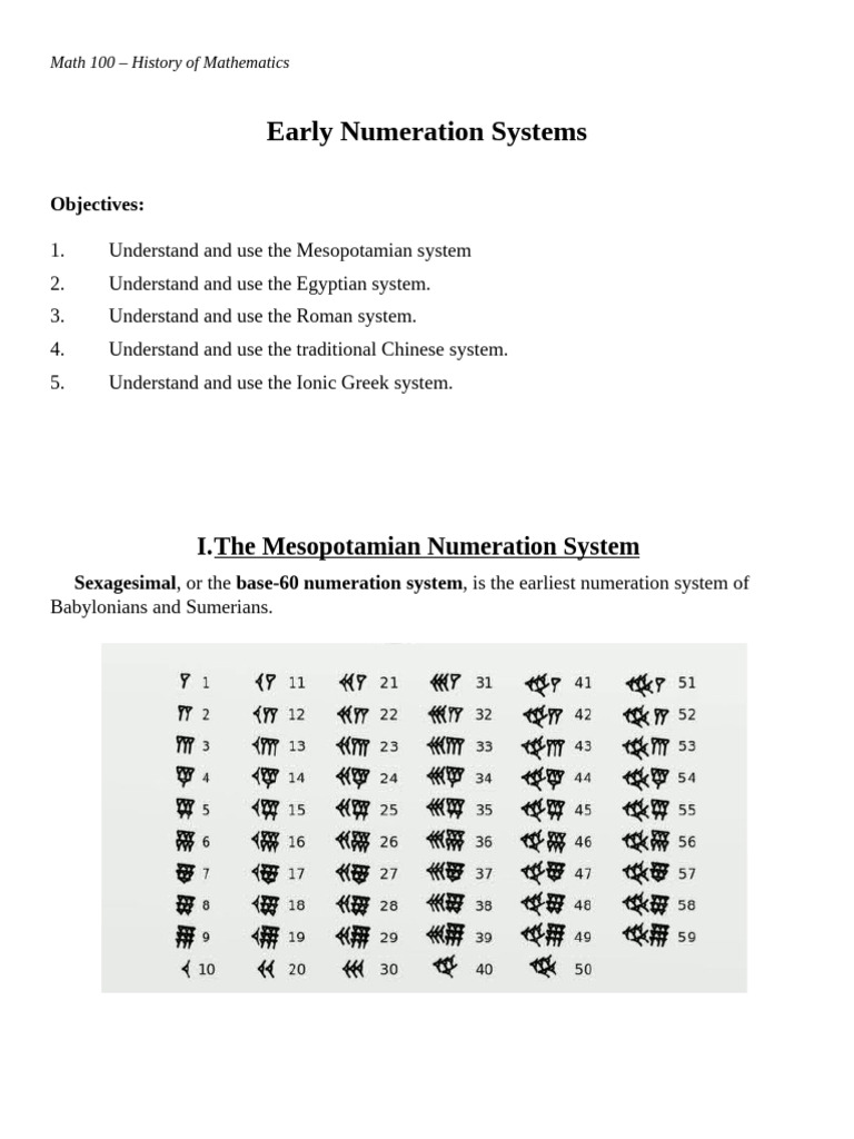 Ancient Numeration Systems Overview | PDF | Mathematics | Notation