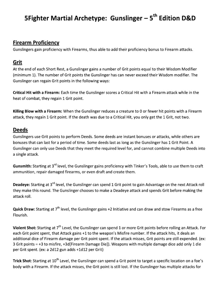 Gunslinger Class d5 | PDF