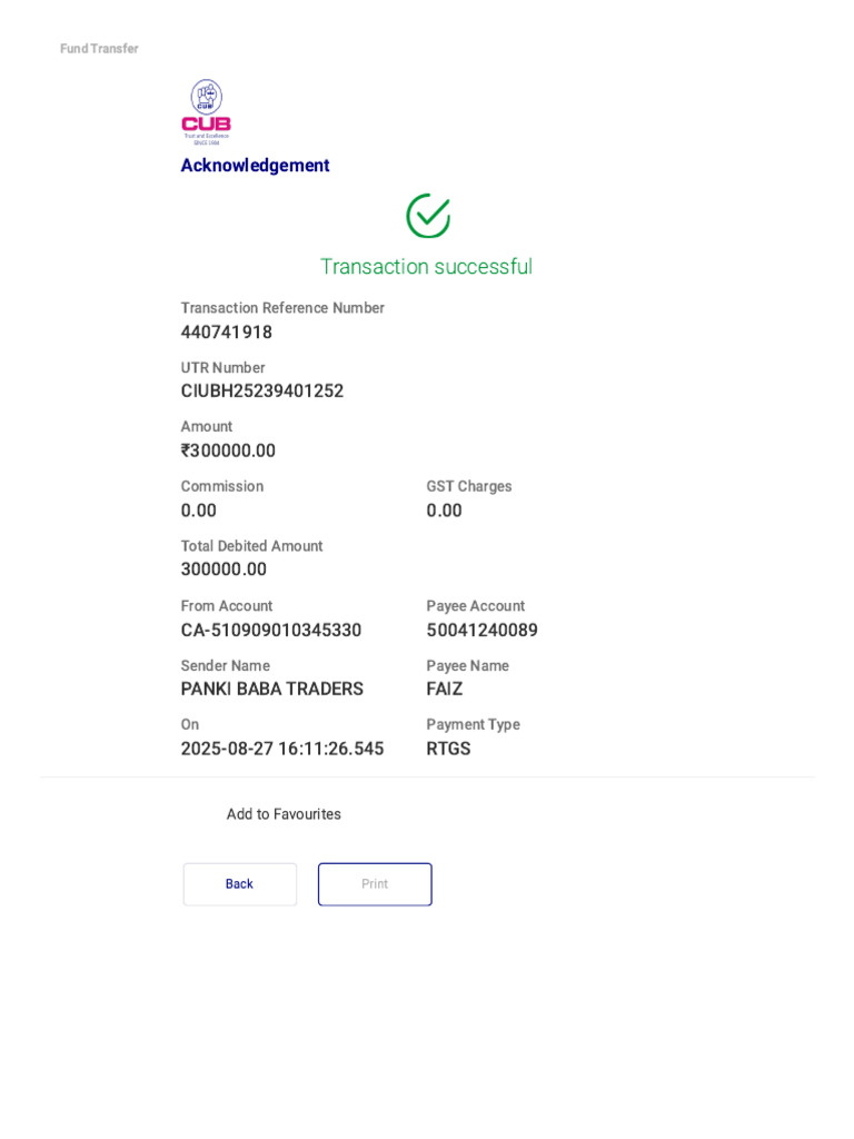 Transaction Successful: Acknowledgement | PDF
