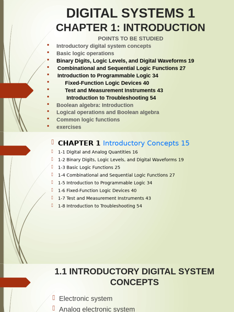 Digital Systems 1.chap1 (Autosaved) | PDF | Boolean Algebra | Teaching Mathematics
