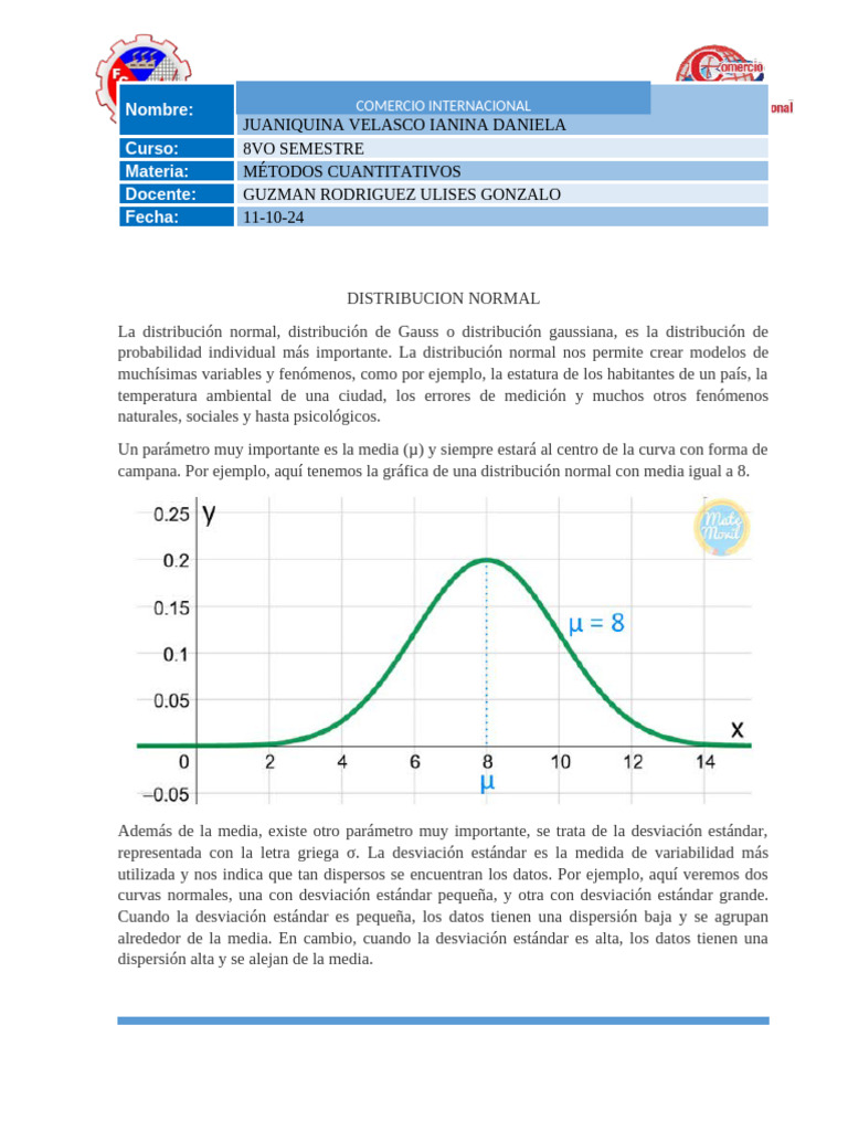 Características de la Distribución Normal | PDF | Distribución normal ...