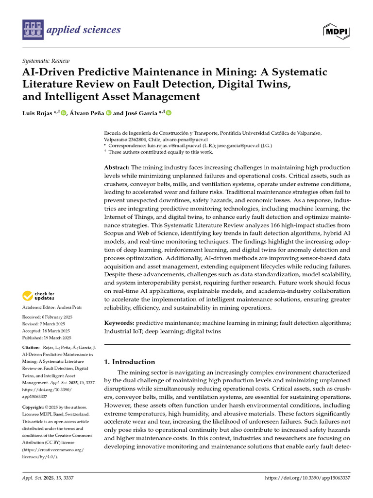 AI Predictive Maintenance in Mining Review | PDF | Systematic Review ...