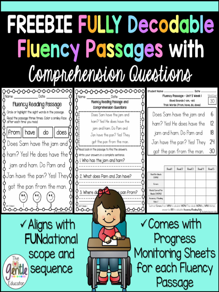 FREEBIEDecodableFluencyPassageswithCompQuestionsProgressMonitoring 1 | PDF