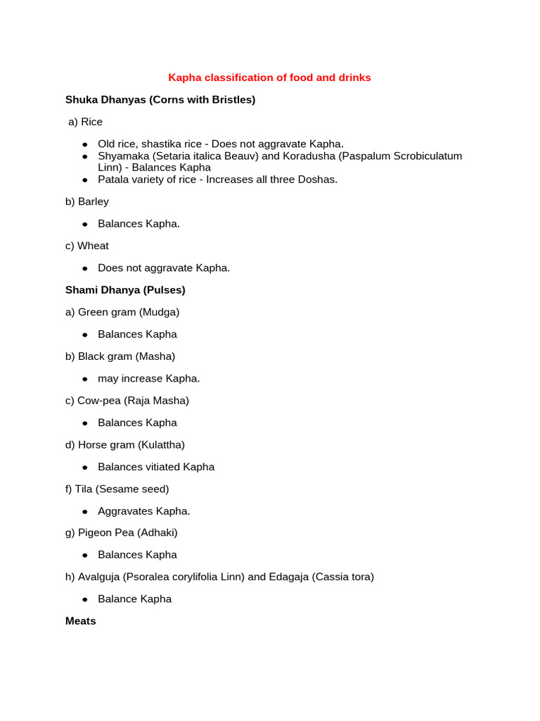 Kapha Food | PDF