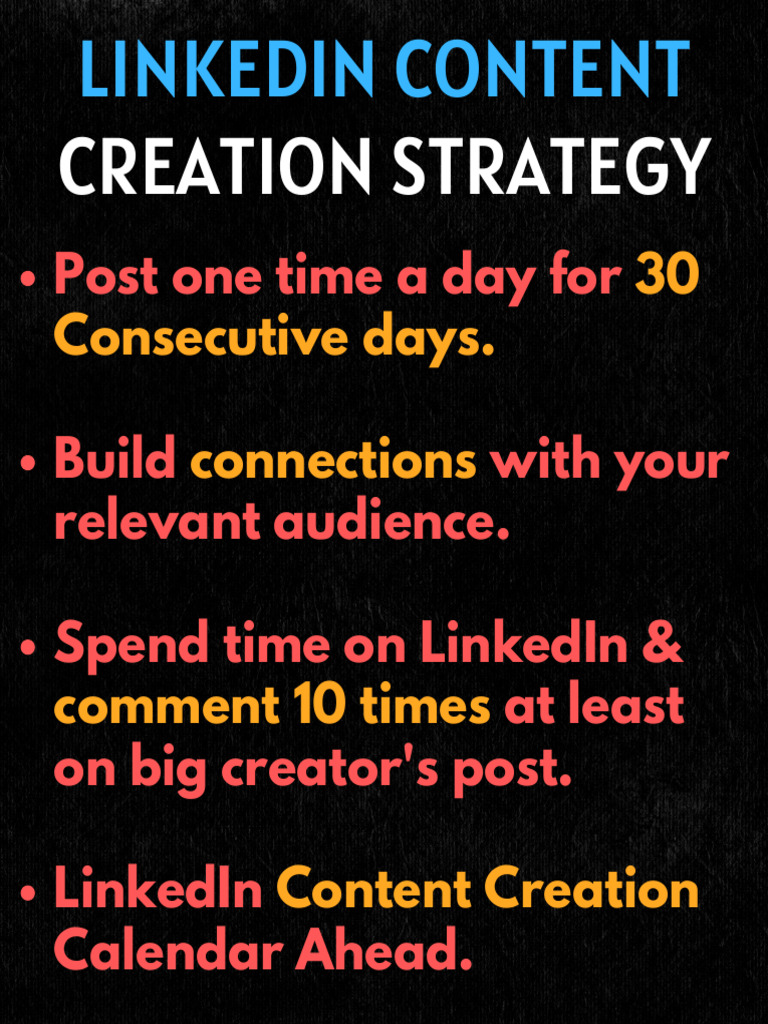 LinkedIn Content Creation Strategy - 30 Days Strategy With 30 Ideas ...