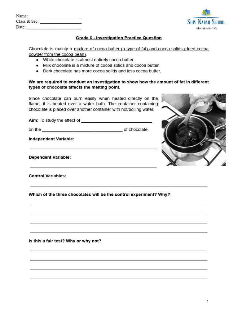 Chocolate Melting Point Investigation | PDF