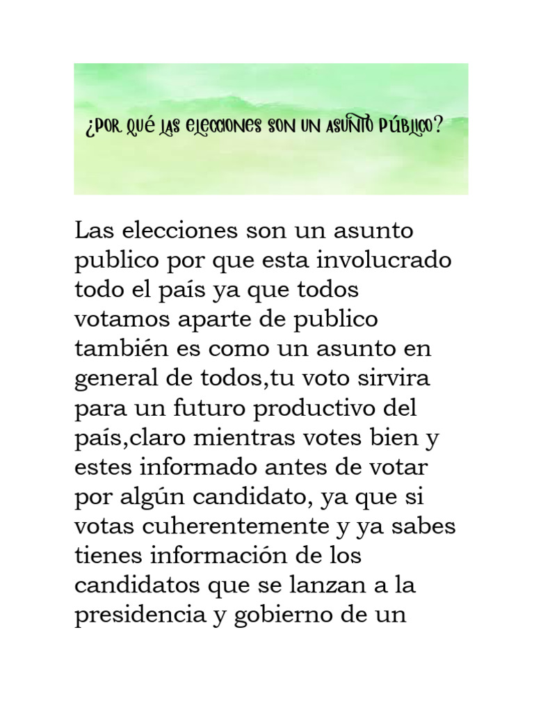 Por Que Las Elecciones Son Un Asunto Publico | PDF