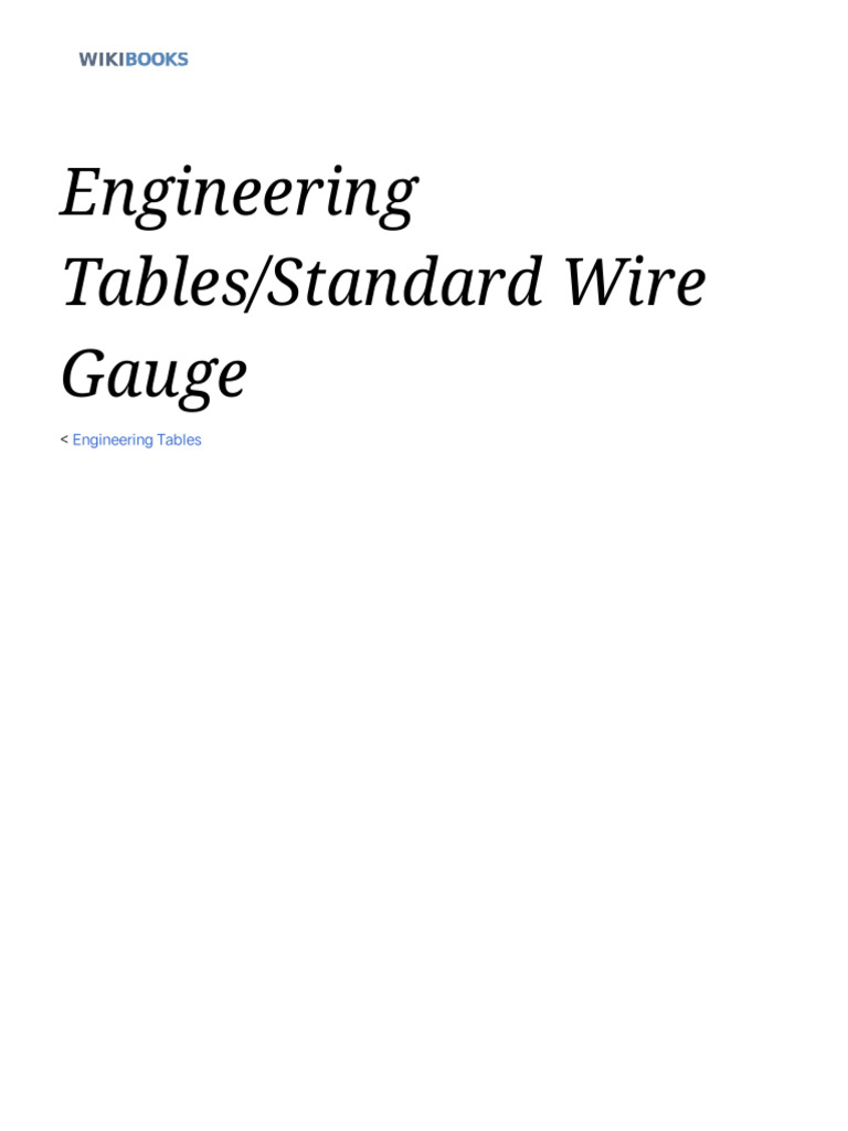 Engineering Tables - Standard Wire Gauge - Wikibooks, Open Books For An Open World | PDF ...