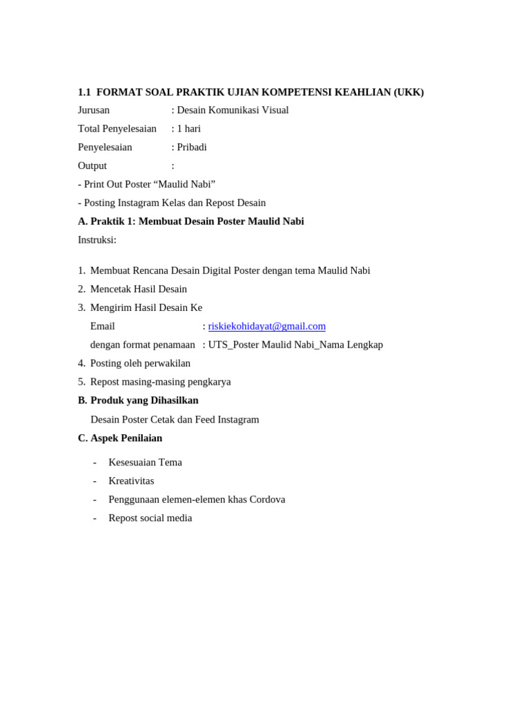 Soal Praktek ULW - PTS 2025 | PDF