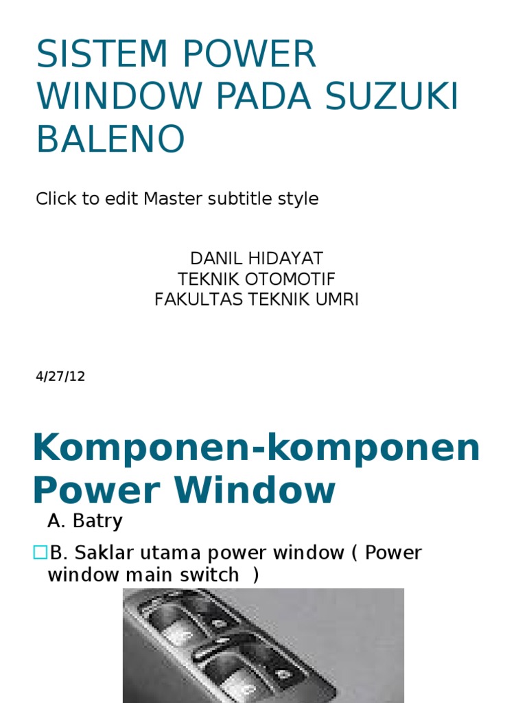 Sistem Power Window Pada Suzuki Baleno | PDF