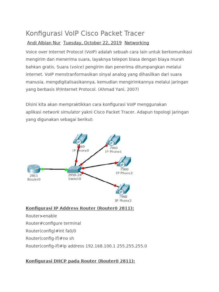 Konfigurasi VoIP di Cisco Packet Tracer | PDF