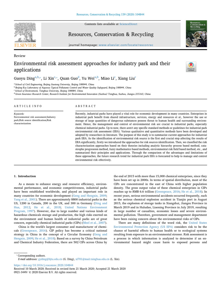 Environmental Risk Assessment in Industrial Parks | PDF | Risk | Hazards