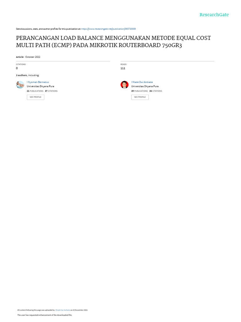 Perancangan Load Balance Menggunakan Metode Equal Cost Multi Path (Ecmp ...