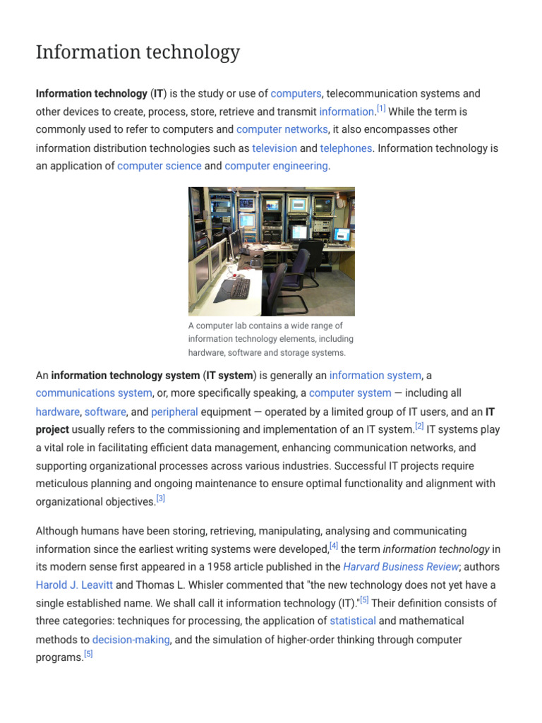 Information Technology - Wikipedia | PDF | Information Technology ...