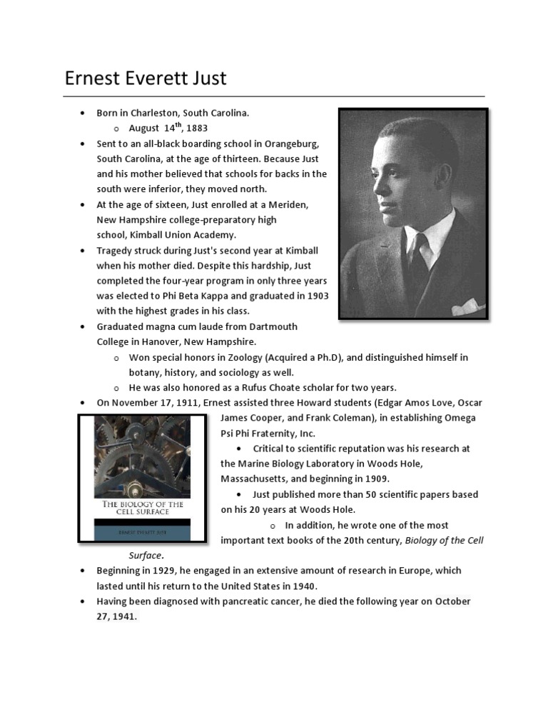 Ernest E. Just: Pioneering Scientist | PDF | History