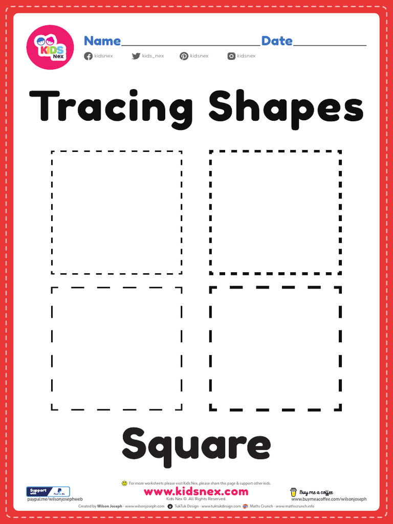 09 Tracing Shapes Square Worksheet | PDF