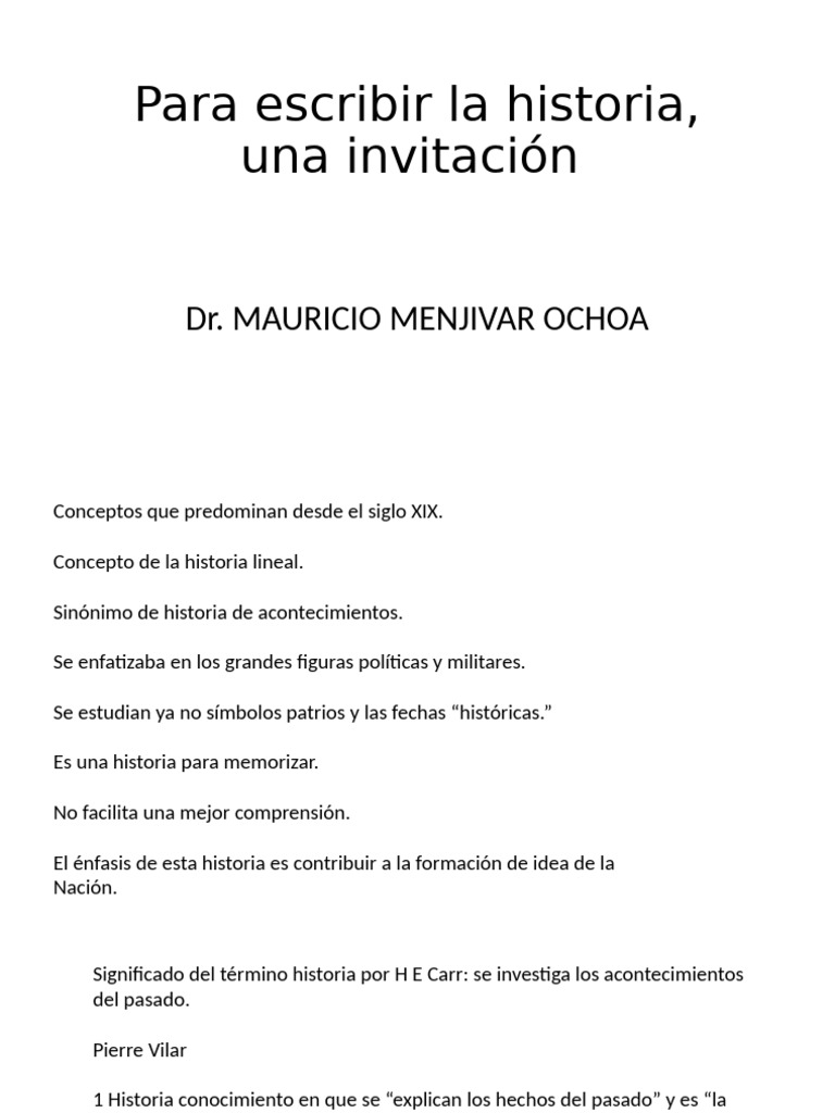 Para Escribir La Historia, Una Invitacion | PDF | Historiador ...