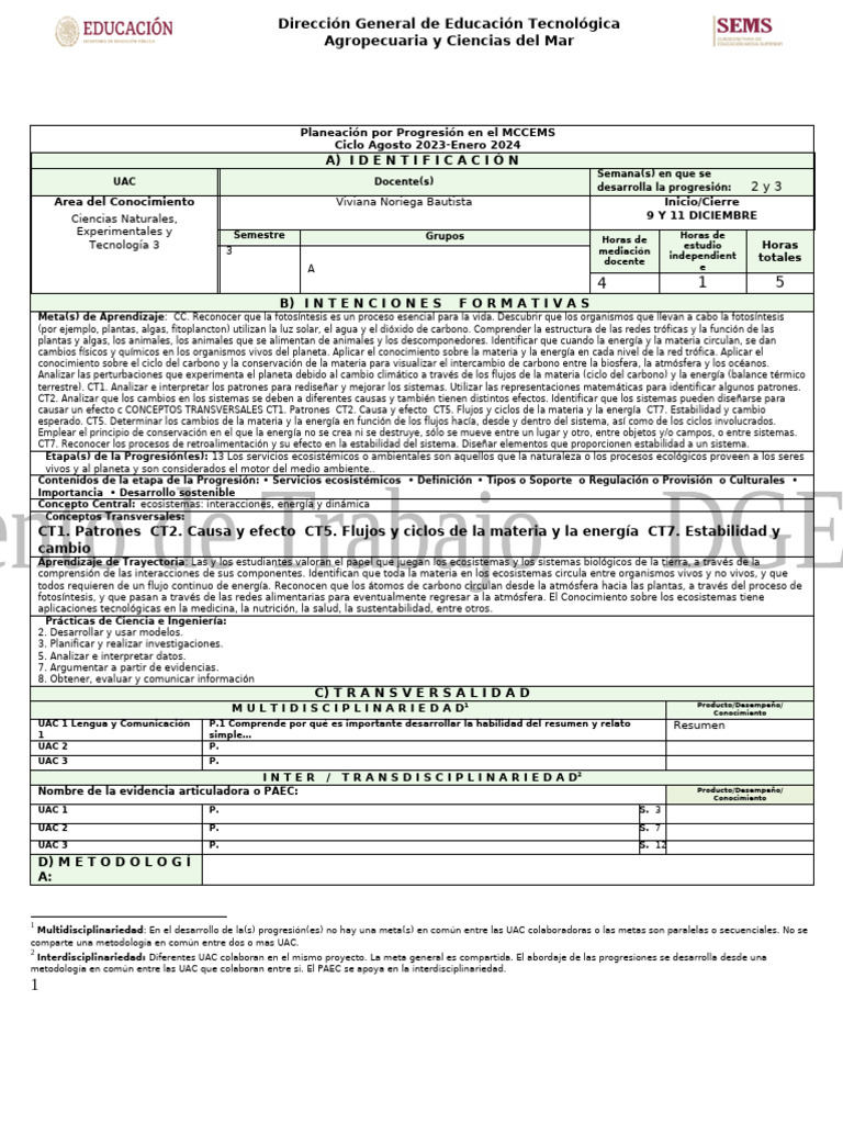 Plan Pg14 Ecosistemas | PDF | Ciclo del carbono | Importar