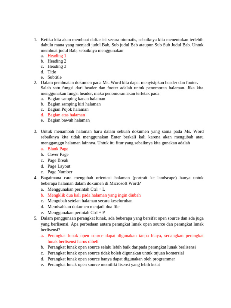 Soal Pas Mapel Pilihan | PDF