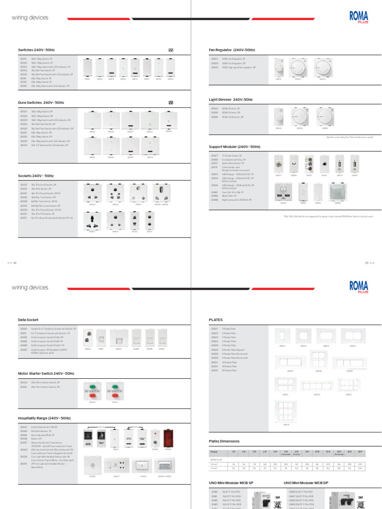 Roma Plus Switches Catalogue PDF | PDF | Electrical Connector | Usb
