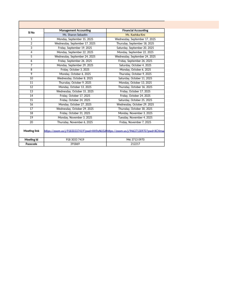 ACCA Bridge Classes Schedule 2025 | PDF