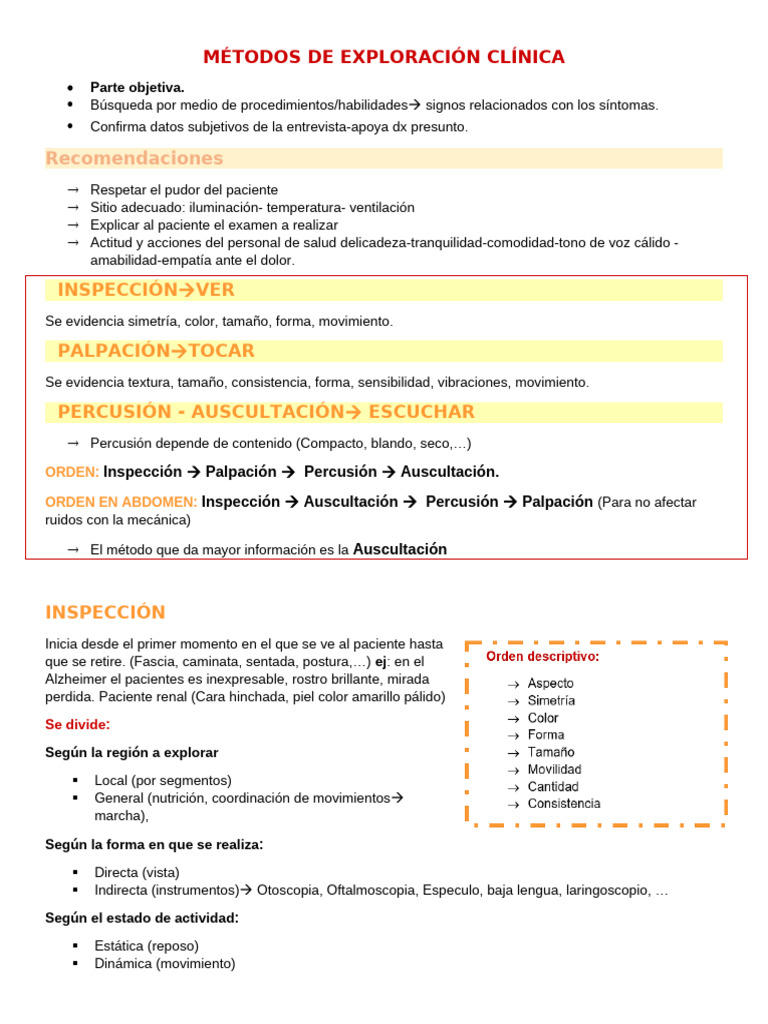 Métodos de Exploración Física Clínica | PDF | Sonido