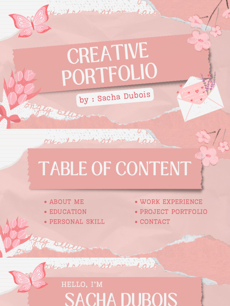 Pink White Pastel Vintage Scrapbook Cute Creative Portfolio ...