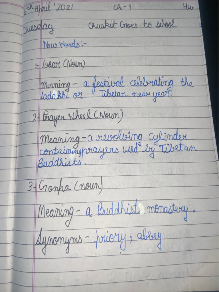 English CH No - 1 Chuskit Goes To School New Words | PDF