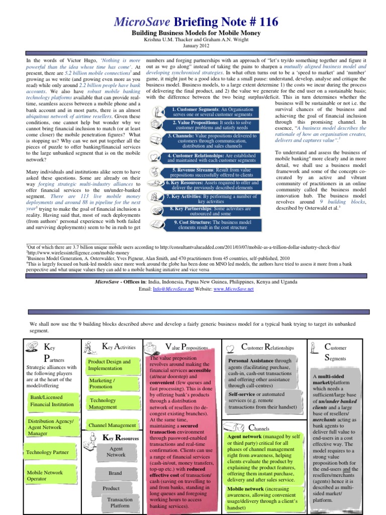 Building Business Models For Mobile Money | PDF | Business Model | Business