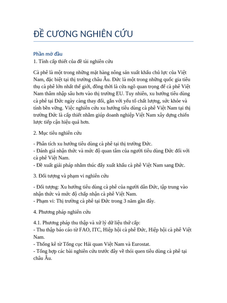 De Cuong Hoan Chinh Cafe Viet Tai Duc | PDF