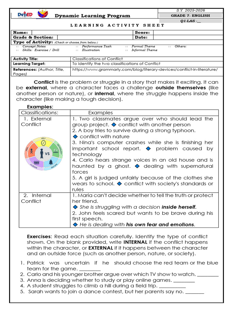 Classifying Story Conflicts: Internal & External | PDF