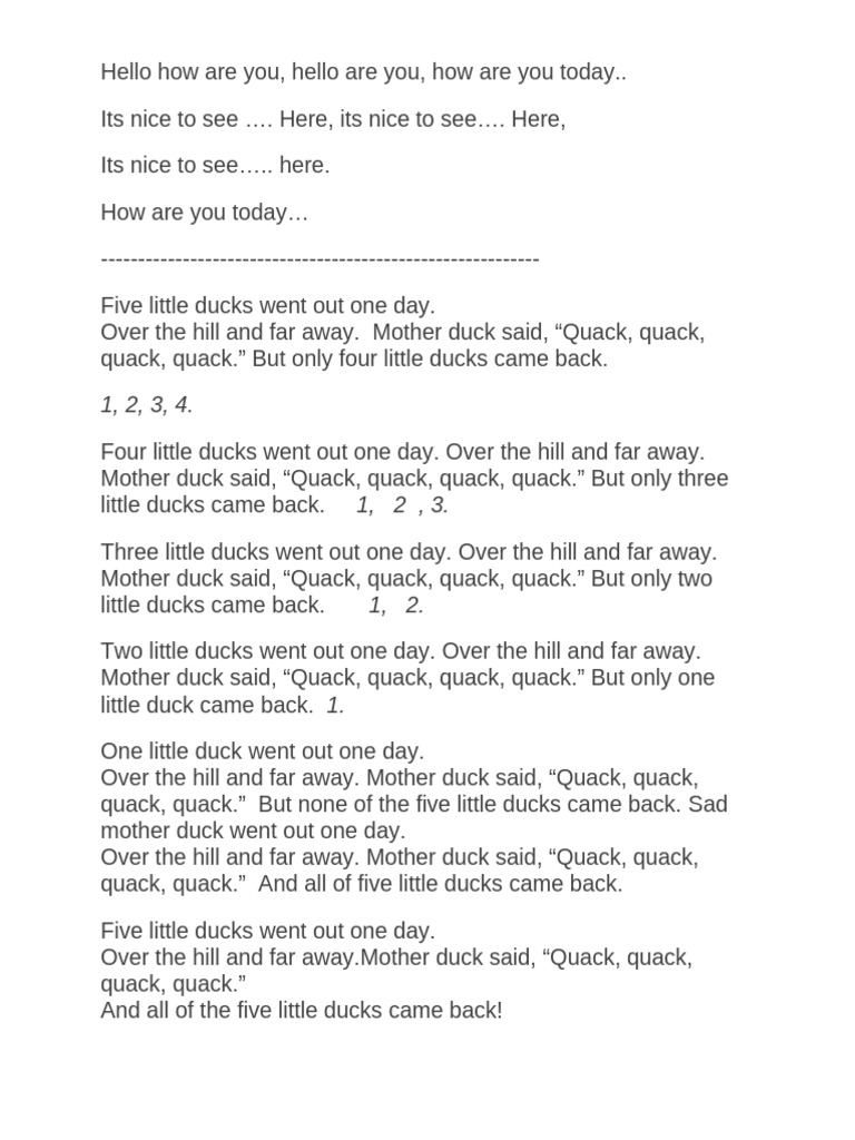5 Little Ducks | PDF
