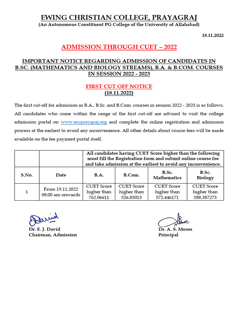 3 1st Notice - Adm in BA - BSC - BCom-s3NctE | PDF