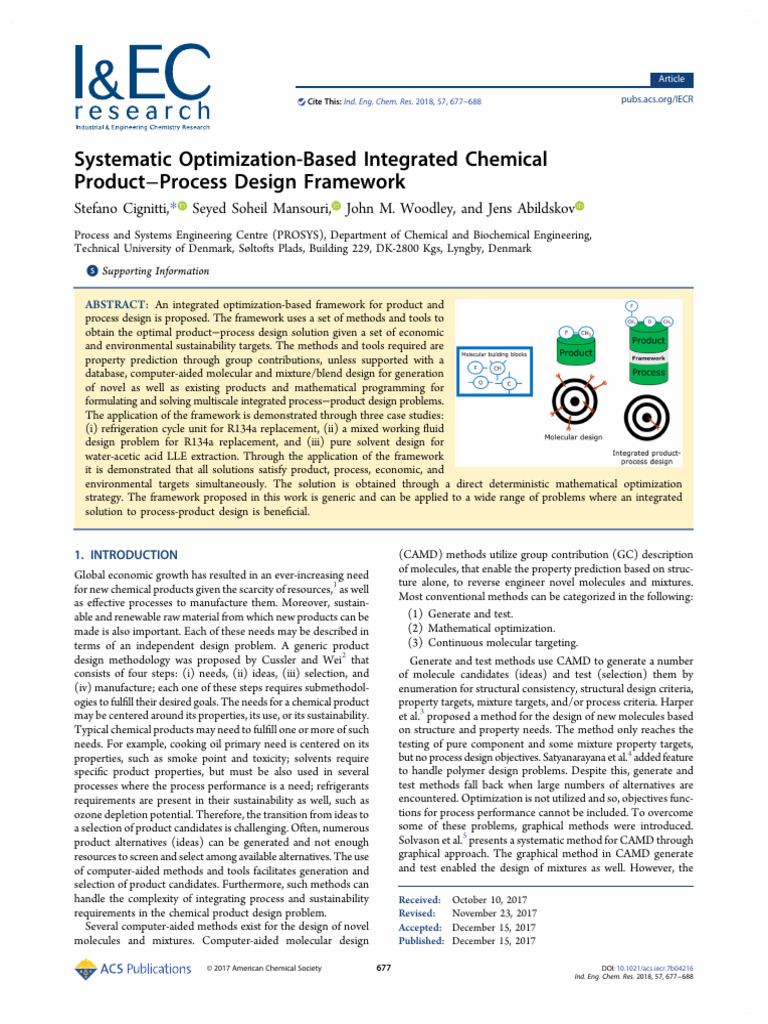 Integrated Chemical Product-Process Design | PDF | Mathematical ...