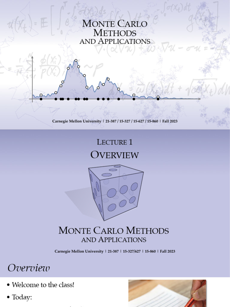 Lecture01 Overview CMUMonteCarloFA23 | PDF | Monte Carlo Method ...