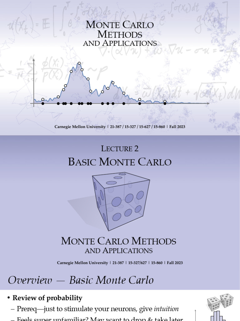 Lecture02 BasicMonteCarlo CMU | PDF | Probability Distribution | Estimator