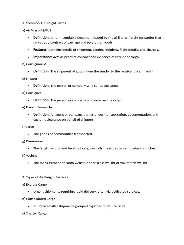 Air and Sea Freight Terms Explained | PDF | Cargo | Transport