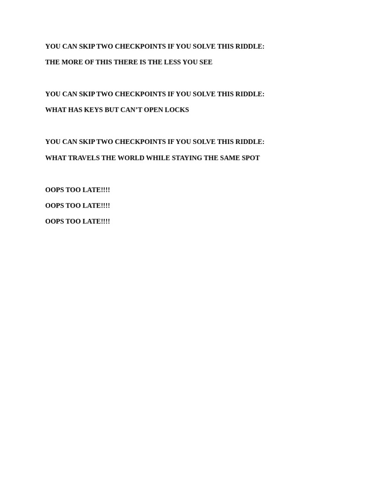 You Can Skip Two Checkpoints If You Solve This Riddle | PDF